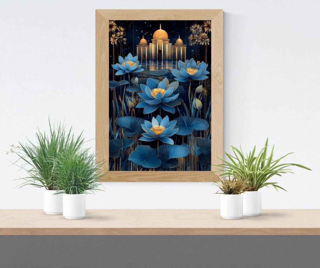 Art Deco Lily Poster Art Deco Floral Print Retro Flower Illustration ...