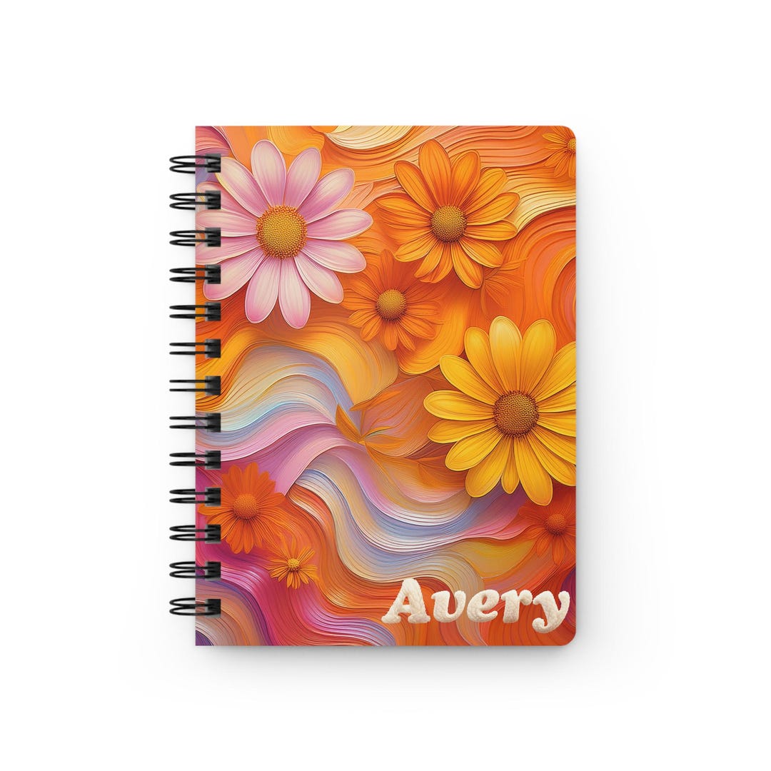 Custom Retro Daisy Journal: Pastel Boho Floral Spiral Notebook, Old ...