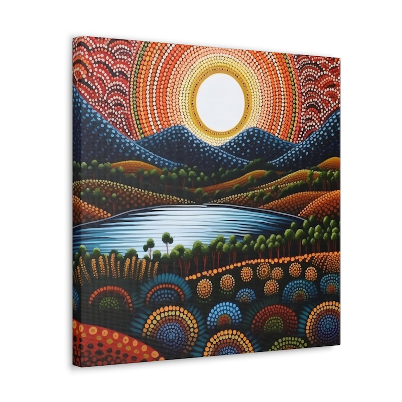 Aboriginal Canvas, Aboriginal Sunrise Landscape, Indigenous Art ...