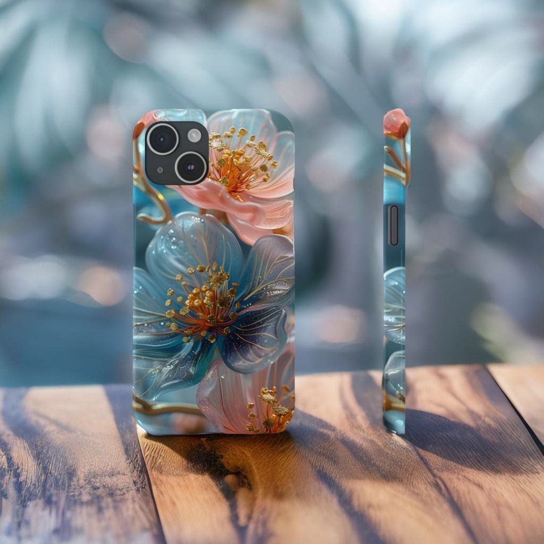 Faux Epoxy Design Floral iPhone Case, Epoxy Resin iPhone Case, Glossy ...