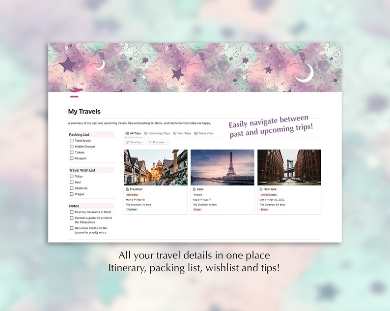 Pastel Galaxy Notion Template, Functional All-in-one Aesthetic Template ...