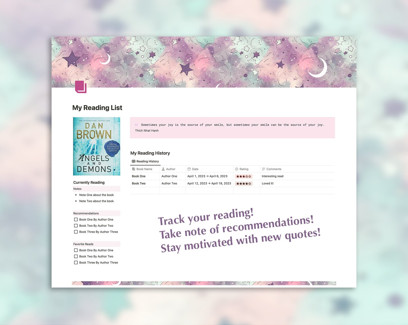 Pastel Galaxy Notion Template, Functional All-in-one Aesthetic Template ...