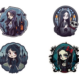 Gothic Girl SVG Sticker Bundle Set of 4 Dark and Mysterious Designs SVG ...