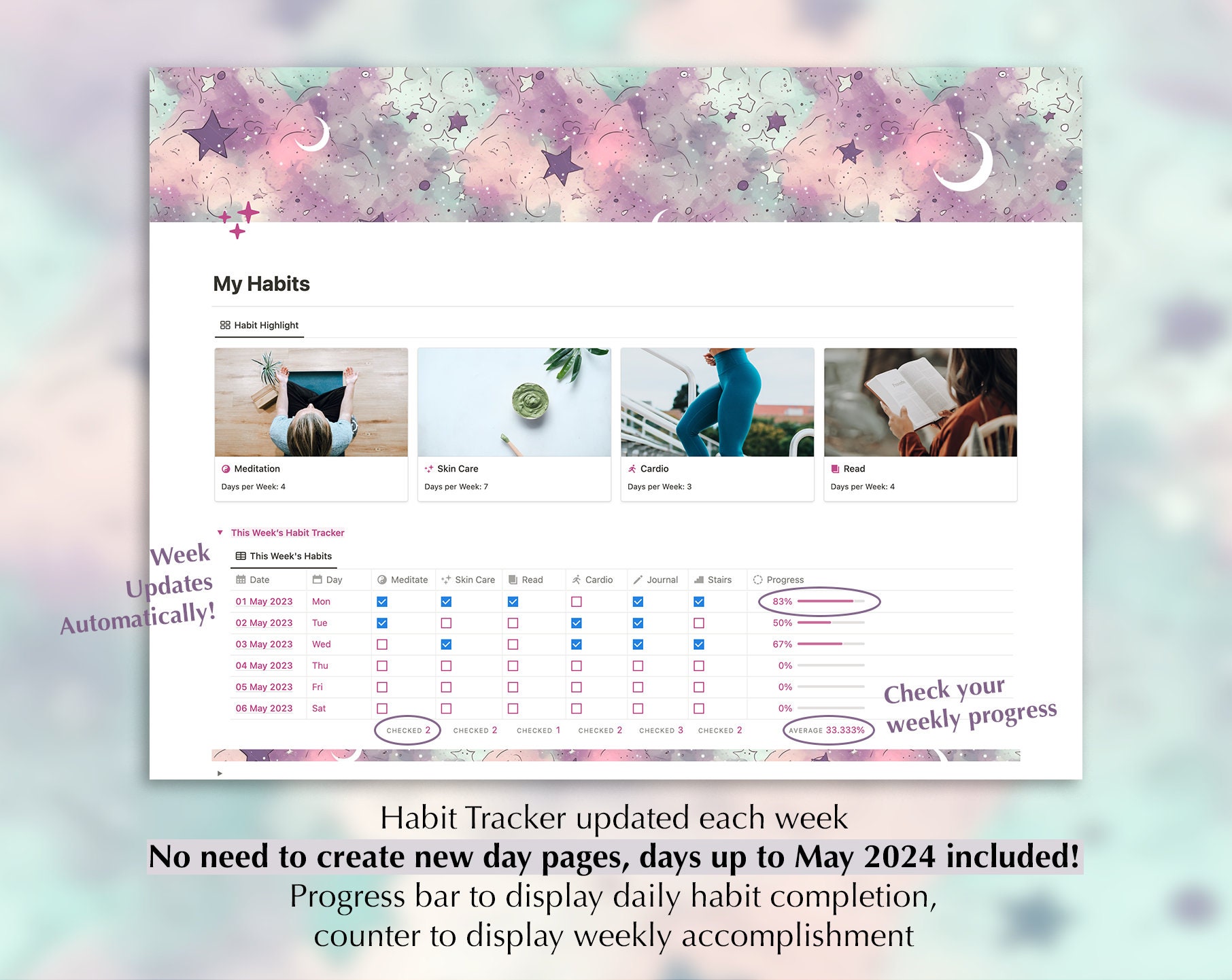 Pastel Galaxy Notion Template Functional All-in-one Aesthetic - Etsy