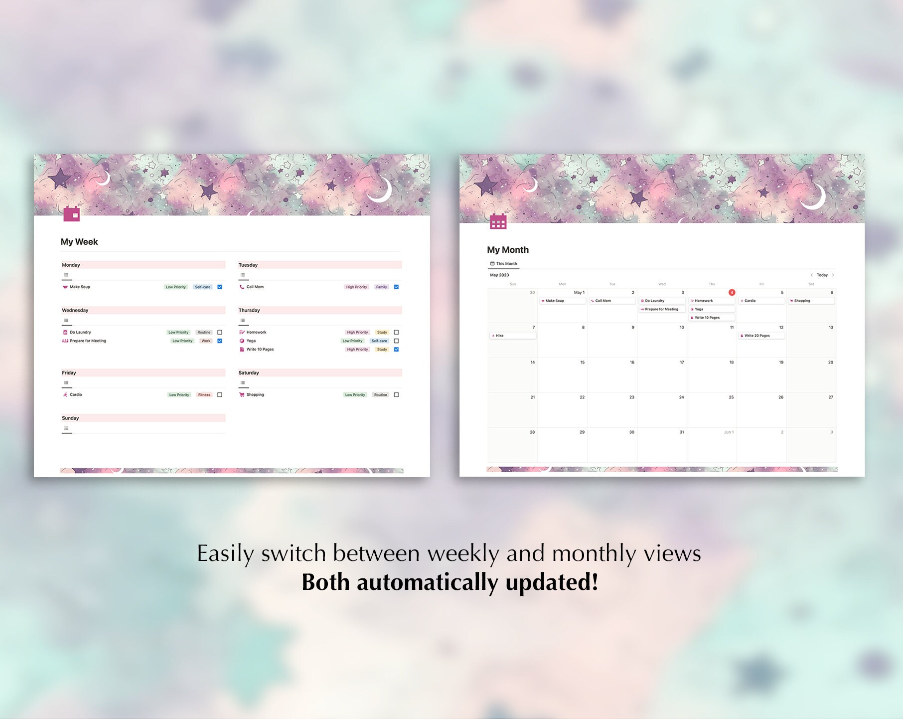 Pastel Galaxy Notion Template Functional All-in-one Aesthetic - Etsy