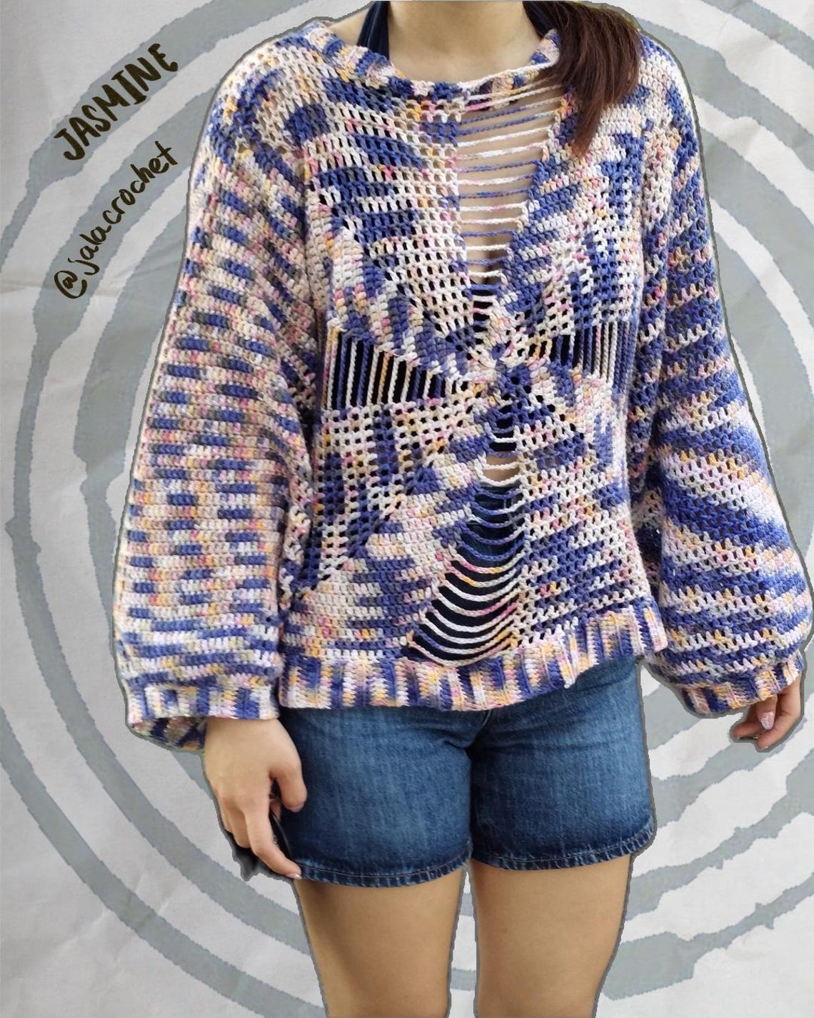 Alimpuyo Distressed Sweater Crochet Pattern - Etsy