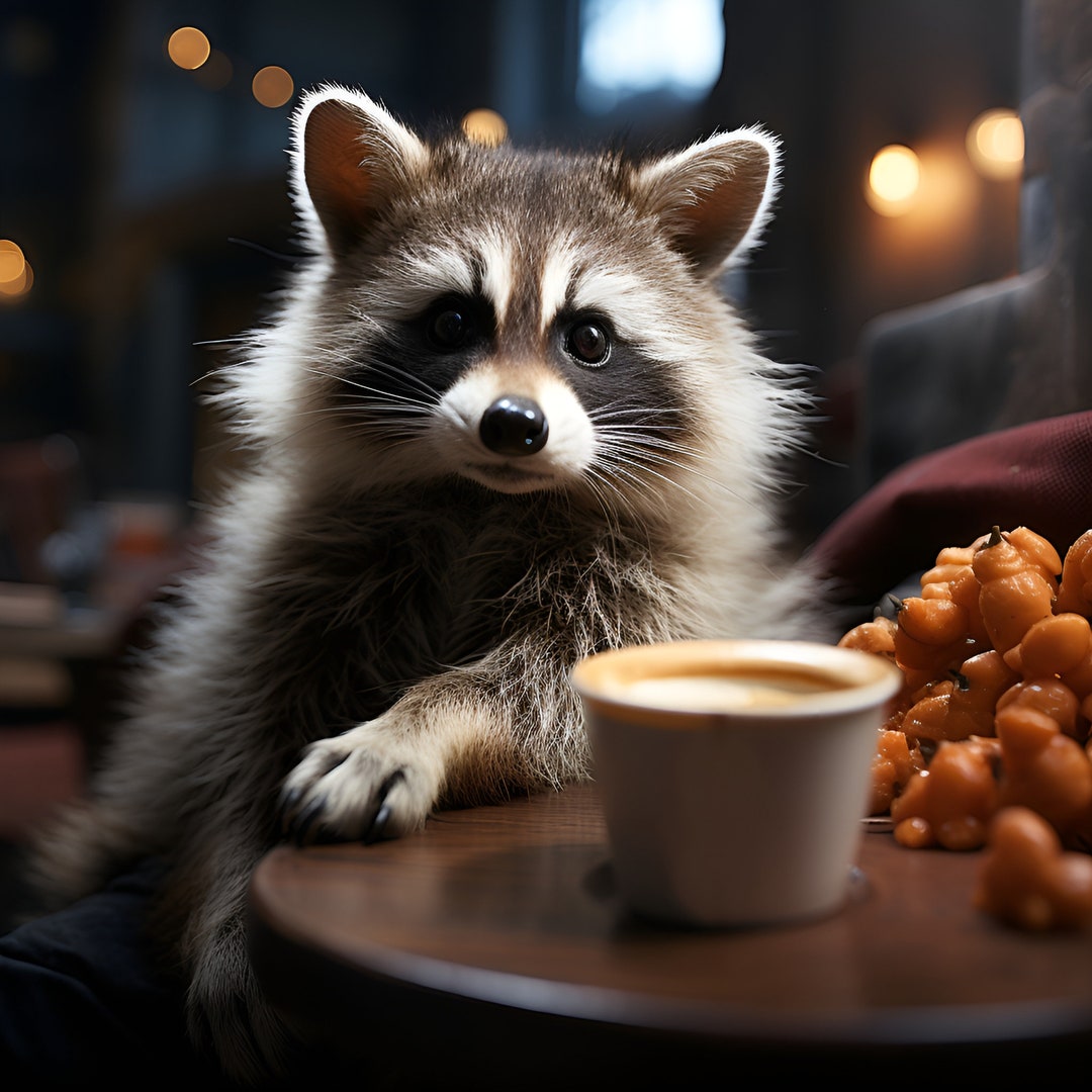 Raccoon Painting Quirky Animal Portrait Wall Decor Unique Living Room ...