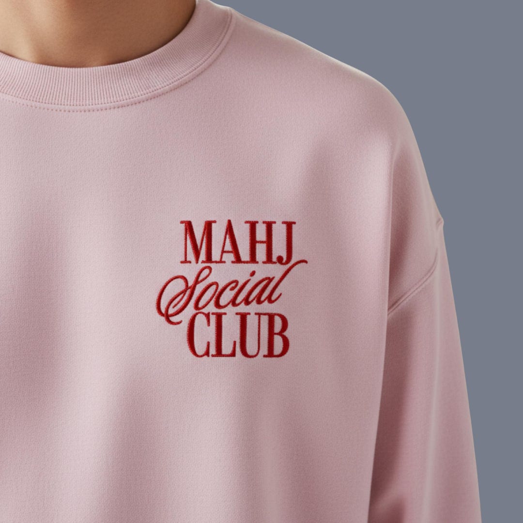 Mahjong Clothing Embroidered Social Club Sweatshirt American Mah Jongg ...
