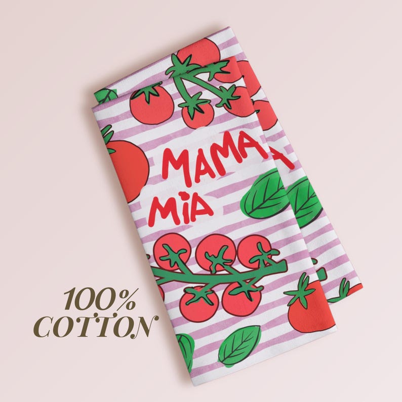 Tomato Tea Towel Cotton Kitchen Cloth Pomodoro Design Italian Food ...