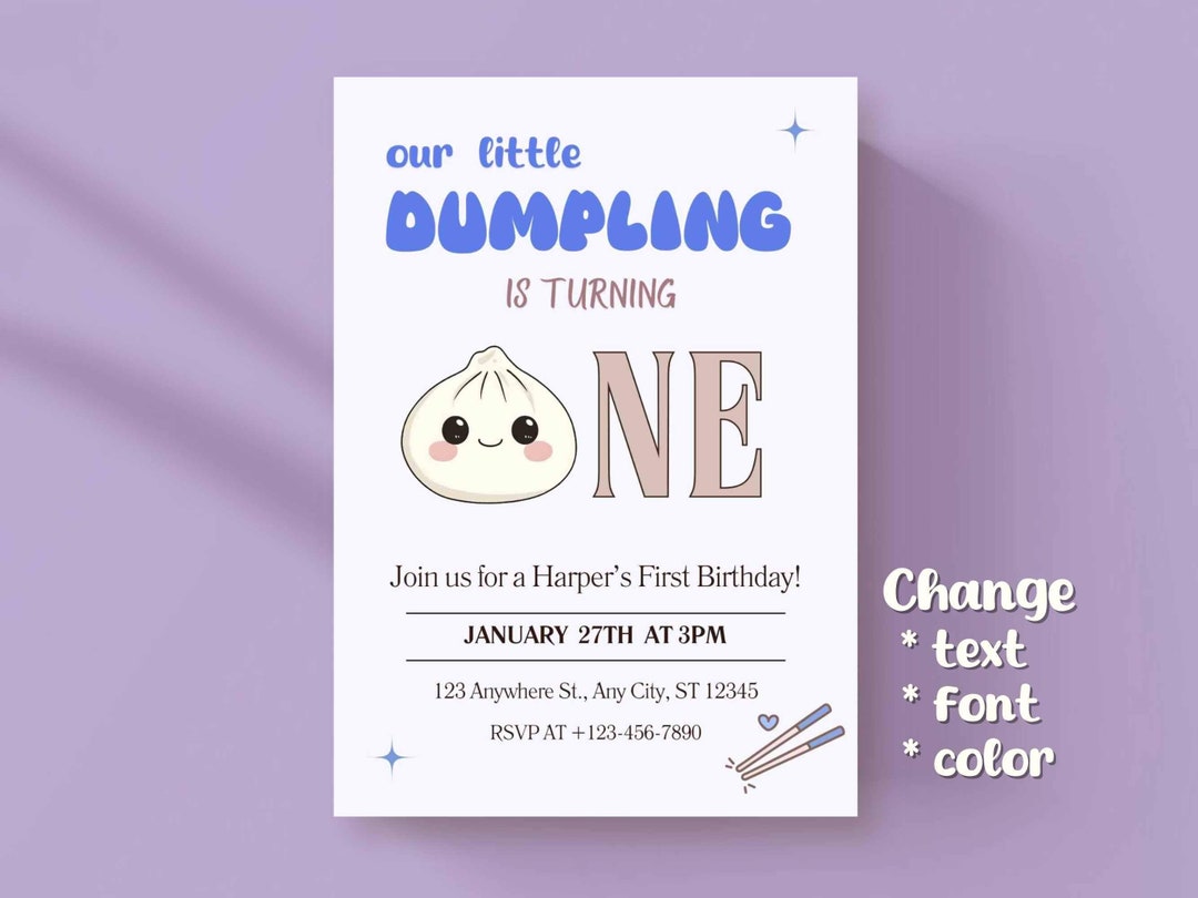 Little Dumpling 1st Birthday Boy Invite Dim Sum First Birthday ...