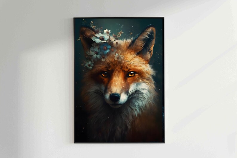 Vintage Fox Painting Dark Cottage Core Wall Art Dark Aesthetic - Etsy