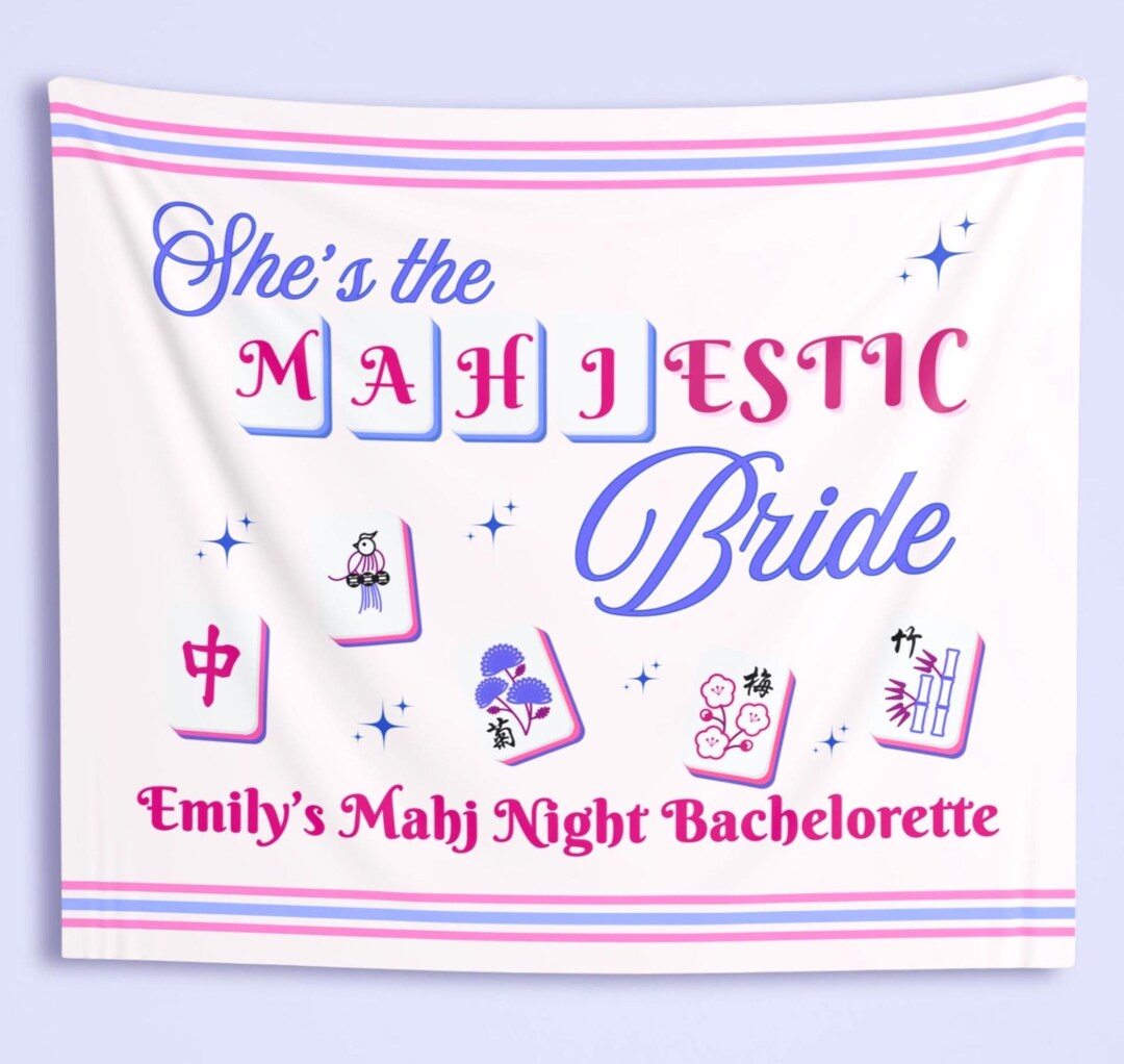 Mahjong Bachelorette Banner Custom Party Backdrop Personalized Mahj ...