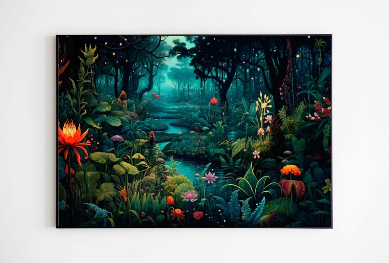 Vintage Midnight Garden Printable Painting Secret Garden Art Dark ...