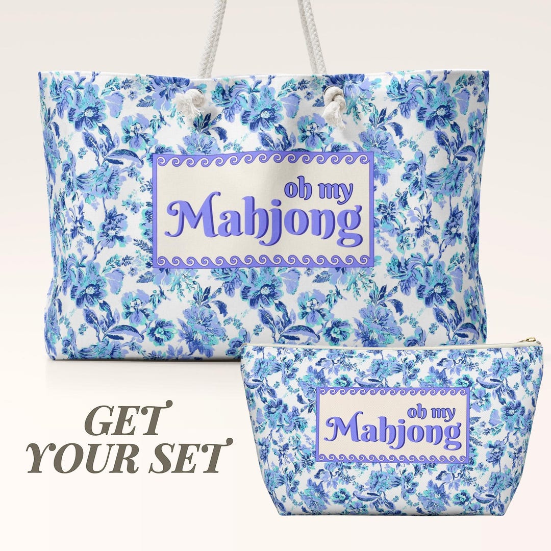 Mahjong Weekender Bag Floral Carry All Tote Lavender Shoulder Bag for ...