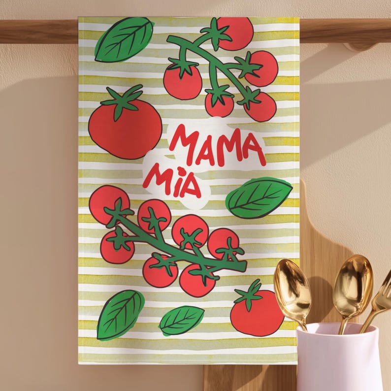Tomato Tea Towel Cotton Kitchen Cloth Pomodoro Design Italian Food ...