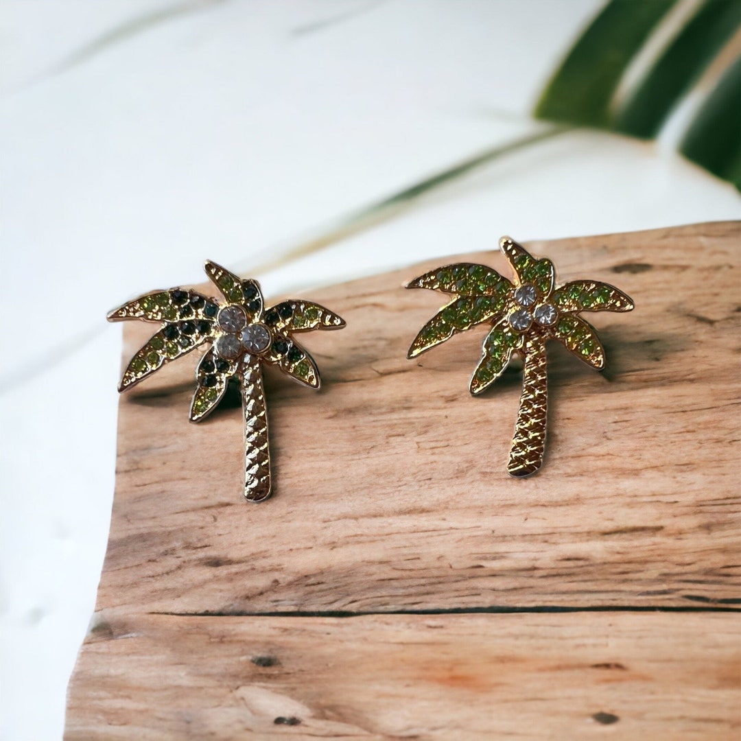 Palm Tree Pins With Jewels - Tropical Paradise Delight: Unisex, Women's ...