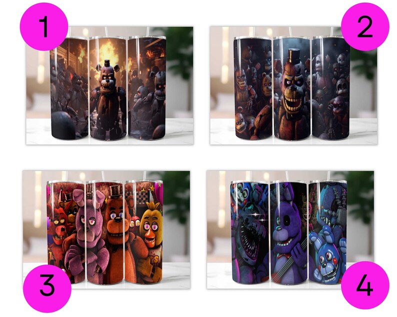 Five Nights Freddys Inspired 20 Oz Double Wall Insulated Tumbler With Straw And Lid T For