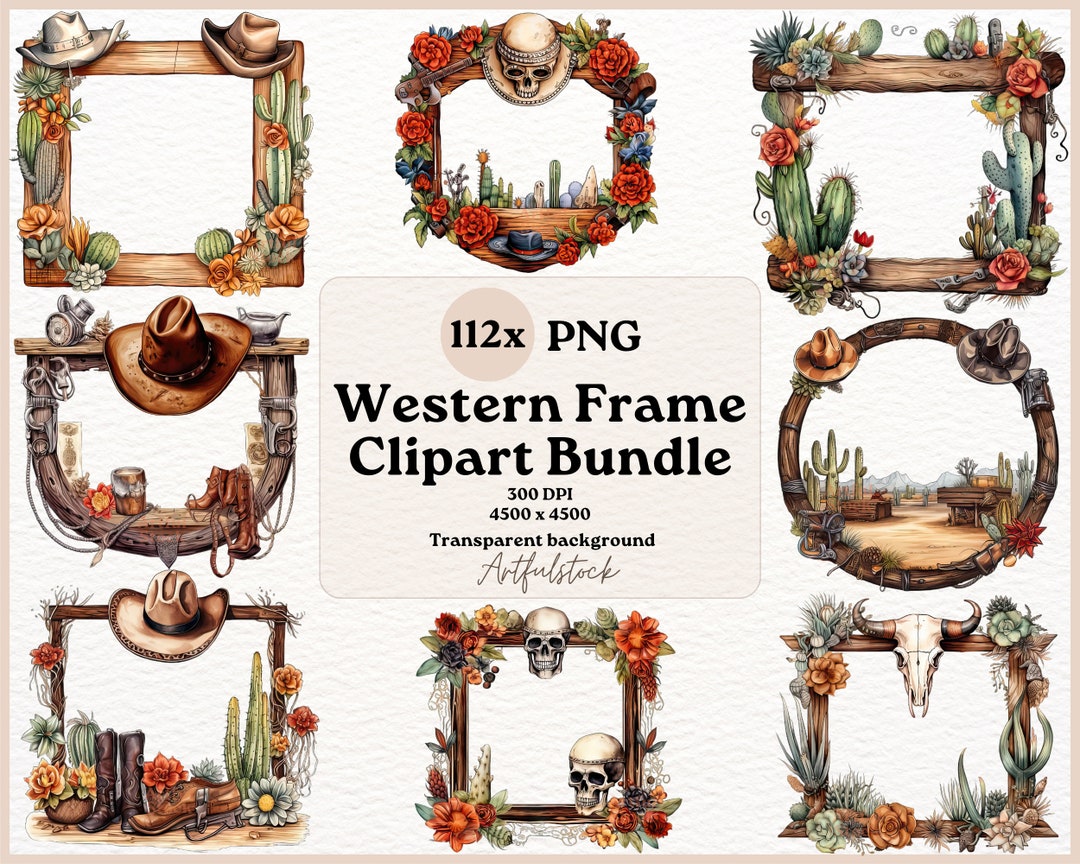 Western Frame Clipart, PNG Western Clipart, Western Clipart, Western Frame PNG, Cowboy Western ...