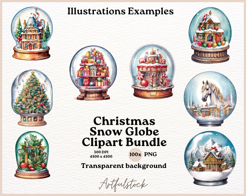 Christmas Snow Globe Clipart Snow Globe Clipart Christmas - Etsy