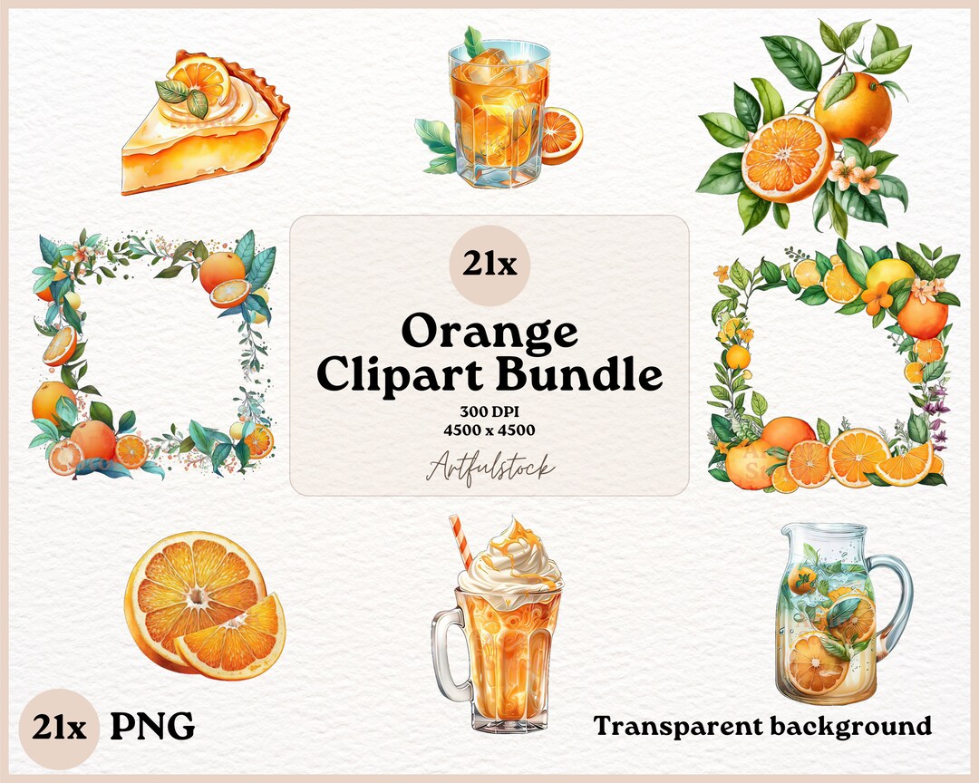 Watercolor Oranges Clipart, Citrus Clipart, Digital PNG, Transparent ...