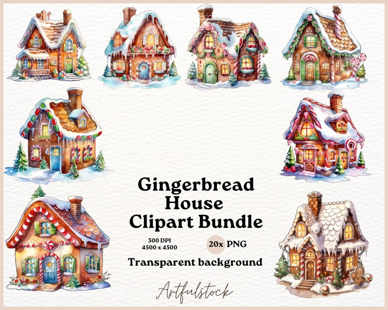 20 Gingerbread House Clipart, Christmas Clipart, Holiday Clipart ...