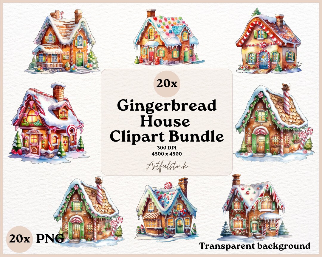 20 Gingerbread House Clipart, Christmas Clipart, Holiday Clipart ...