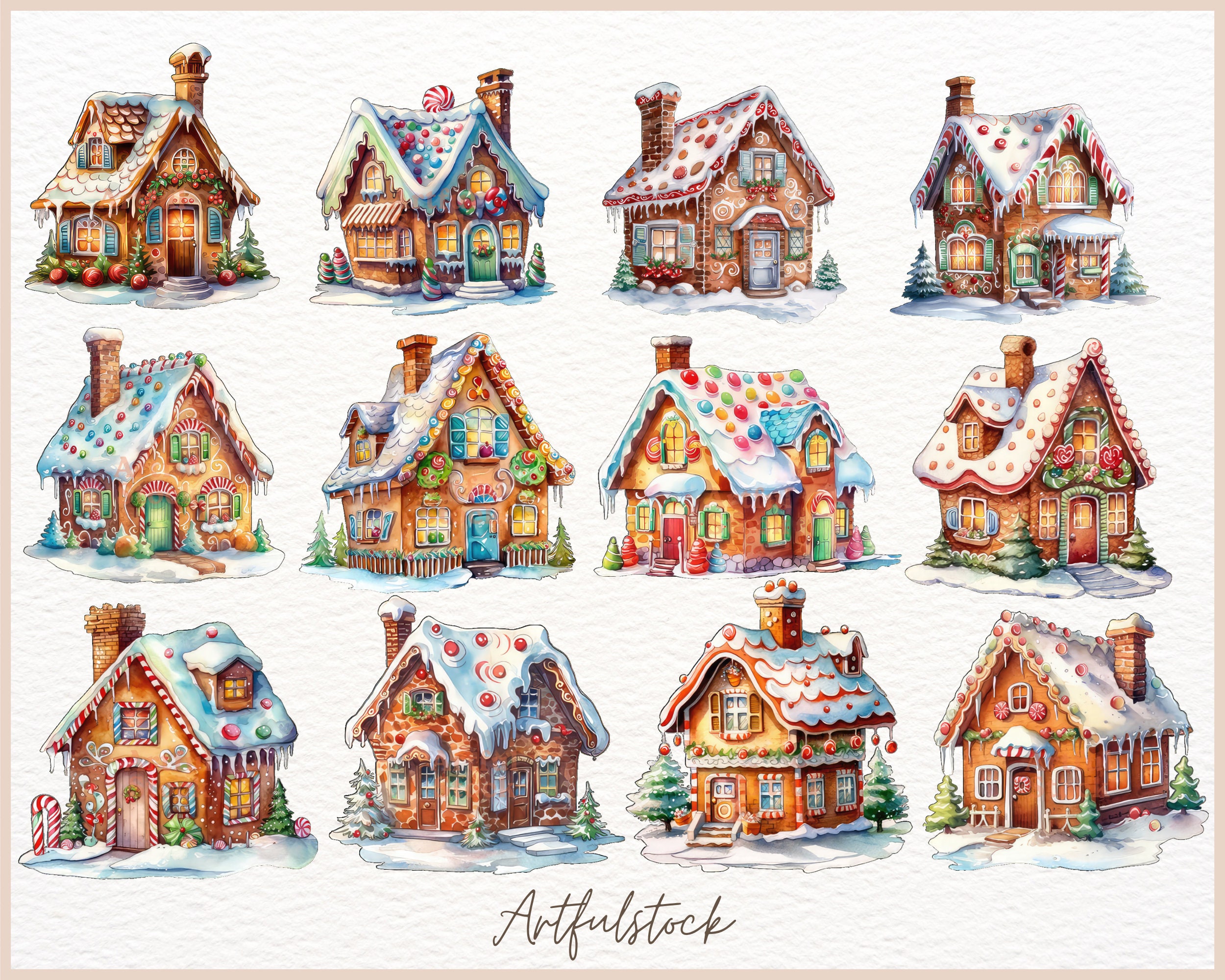 20 Gingerbread House Clipart, Christmas Clipart, Holiday Clipart ...