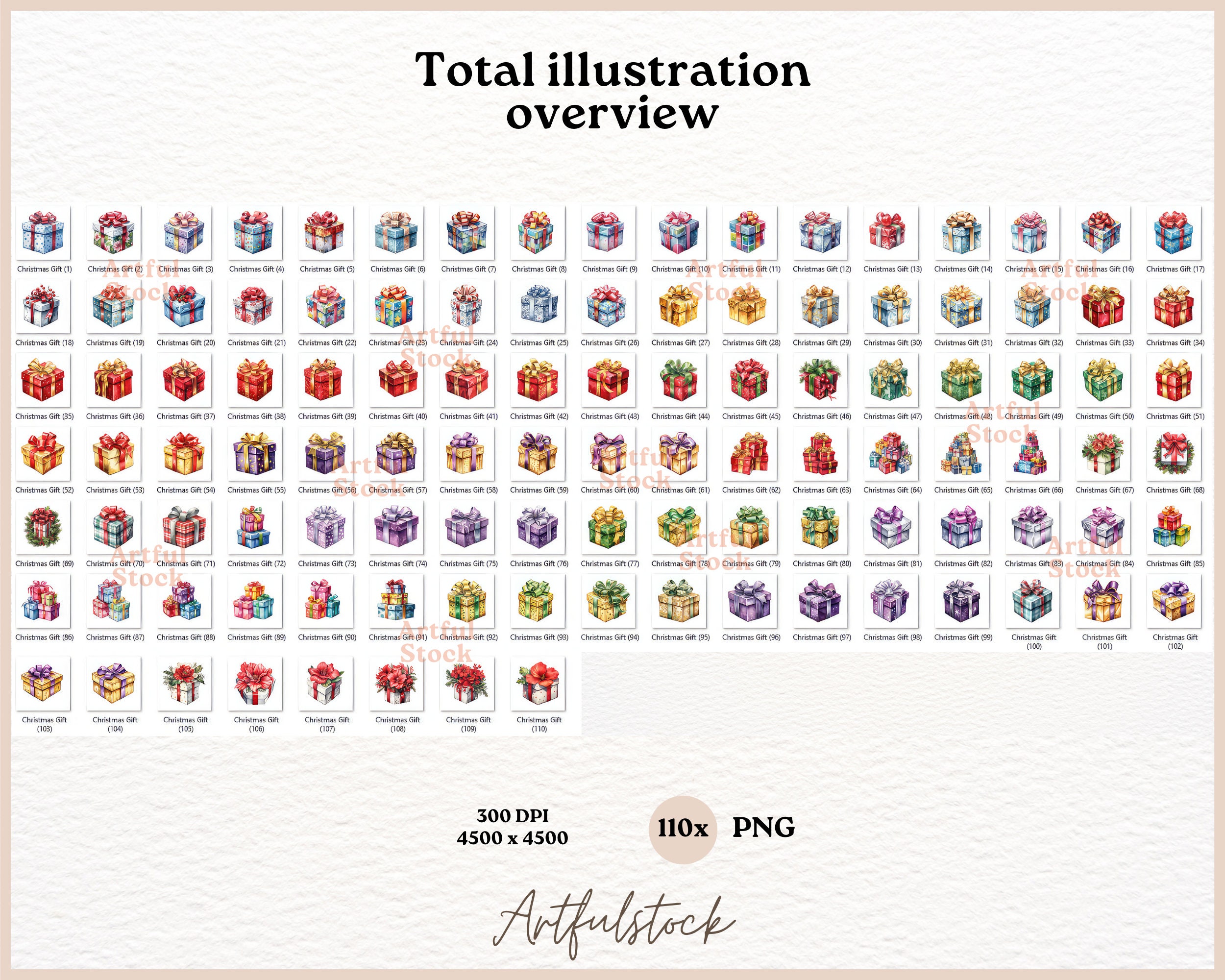 Christmas Gift Clipart, Christmas Present Clipart, Watercolor Christmas ...