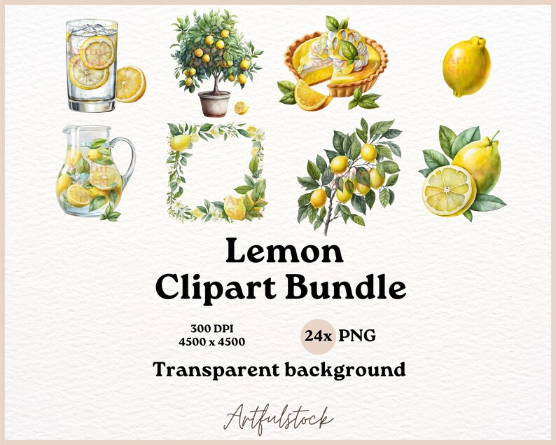 Watercolor Lemons Clipart Lemonade Stand Summer Clip Art - Etsy