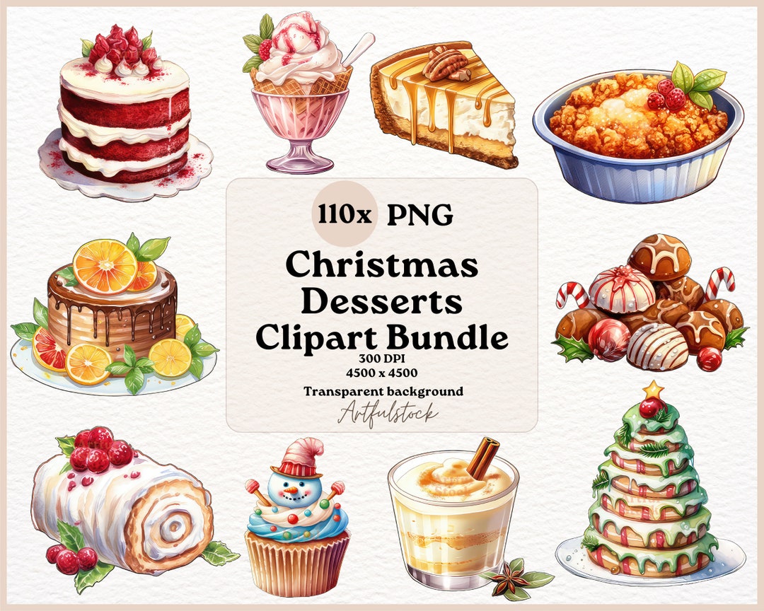 110 PNG Watercolor Christmas Dessert Clipart, Xmas Desserts, Christmas ...