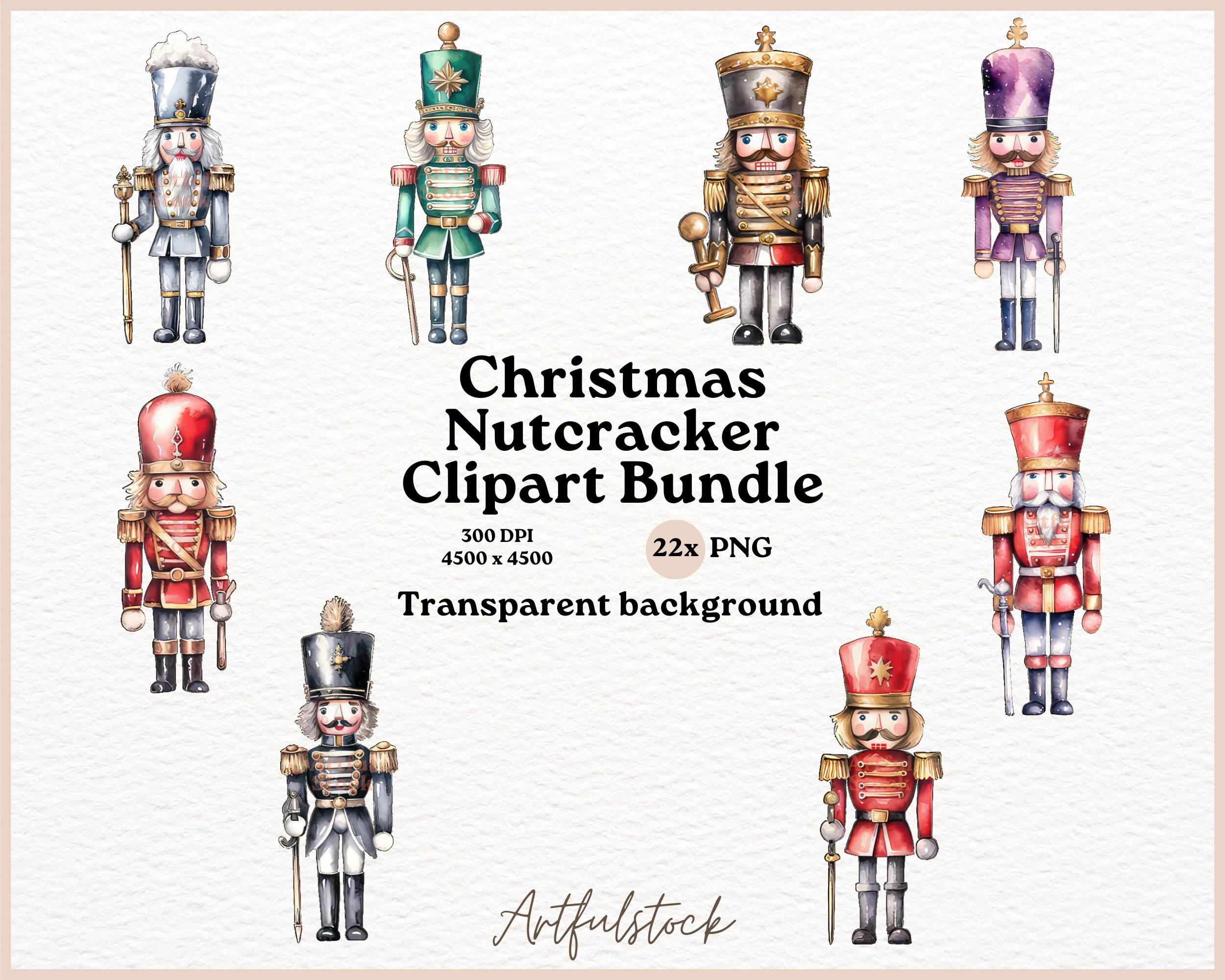 Christmas Nutcracker Clipart, Watercolor Clipart, Christmas Clipart ...