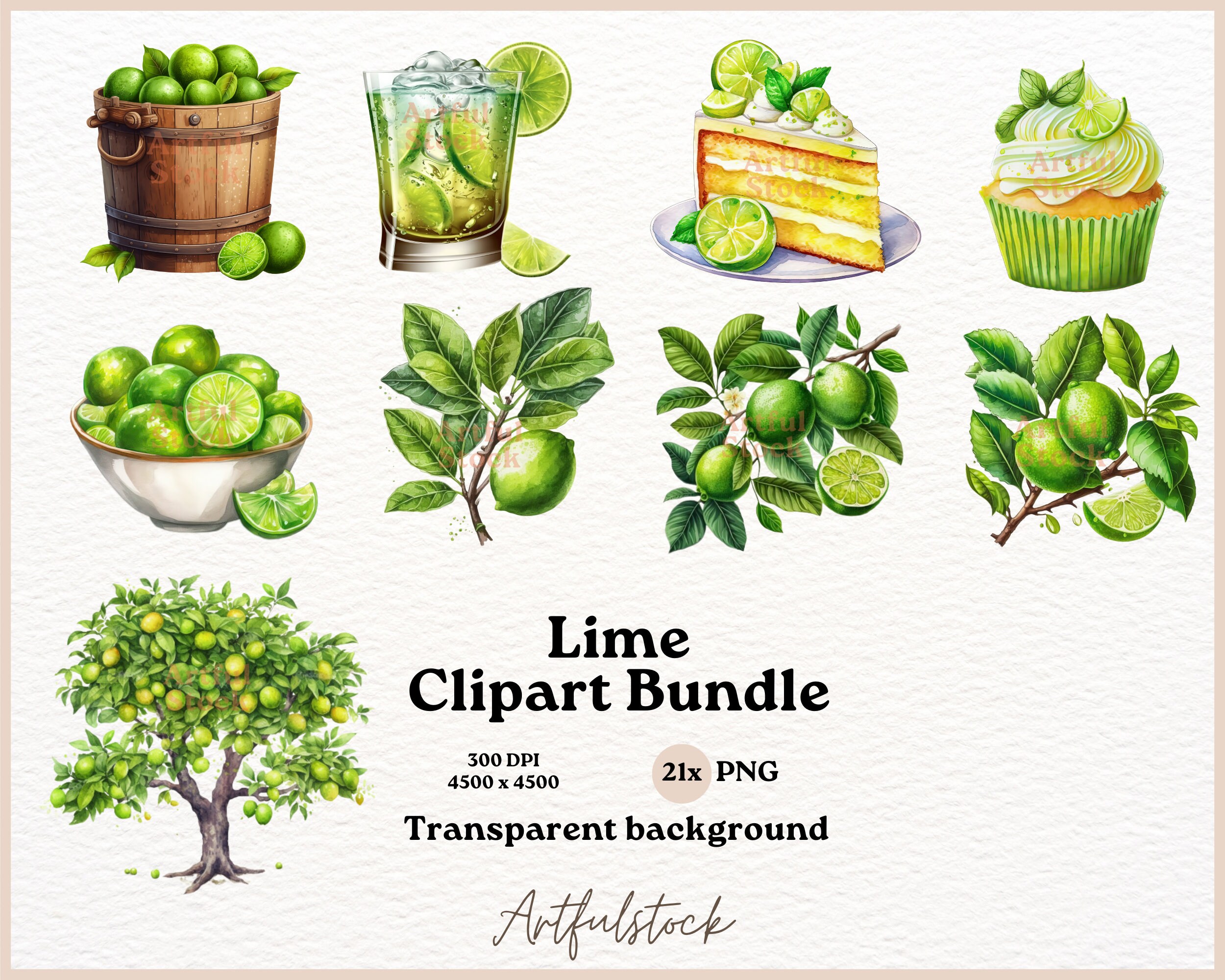 Lime Clipart, Watercolor Lime Clipart, Citrus Fruit Clipart, Limes ...