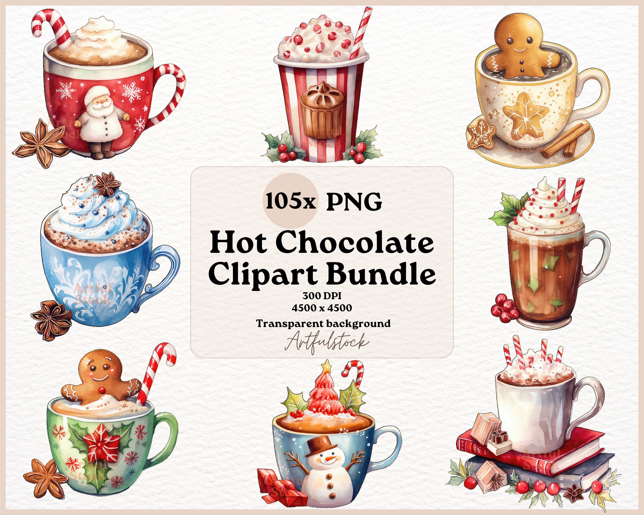 Watercolor Hot Chocolate Clipart, Hot Chocolate Clipart, Hot Cocoa ...