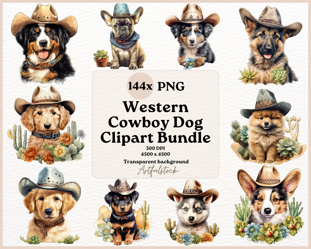Western Cowboy Dog Clipart, Cowboy Clipart, Western Clipart, Dog ...
