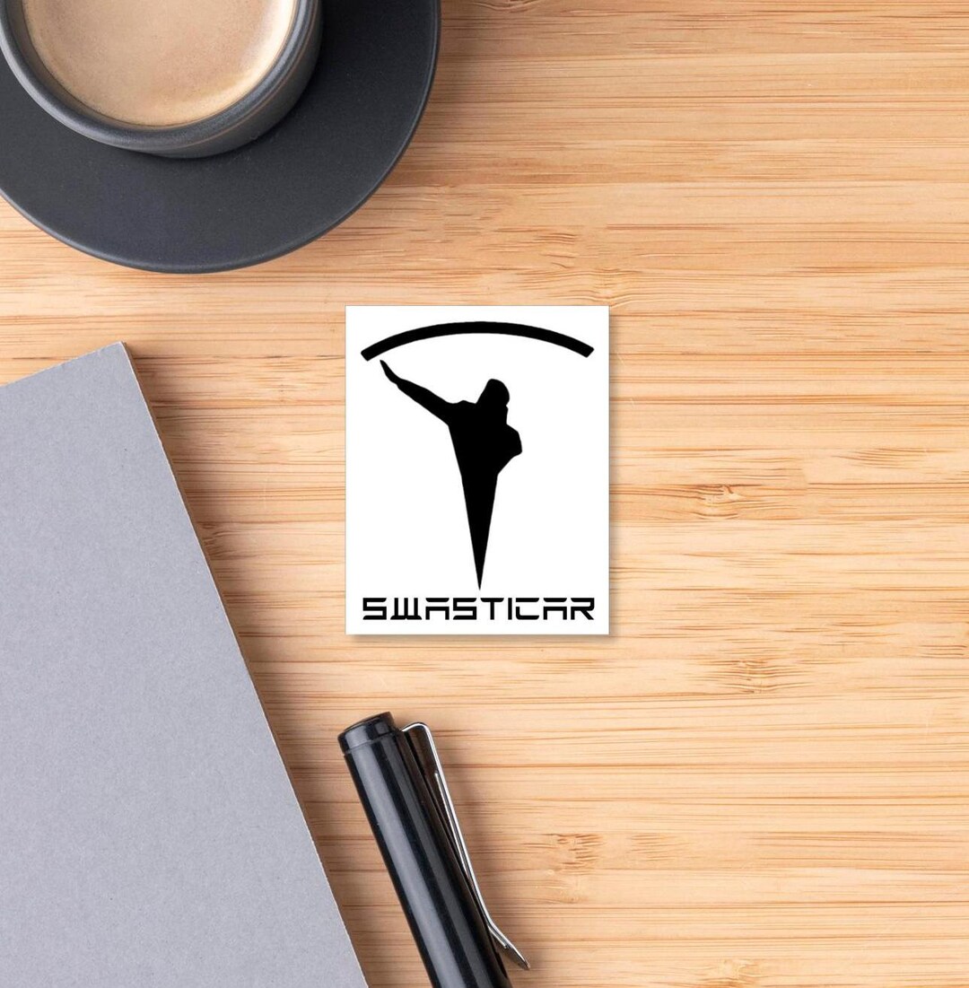 Swasticar Tesla Sticker - Elon Musk Sticker - Anti-tesla Cybertruck ...