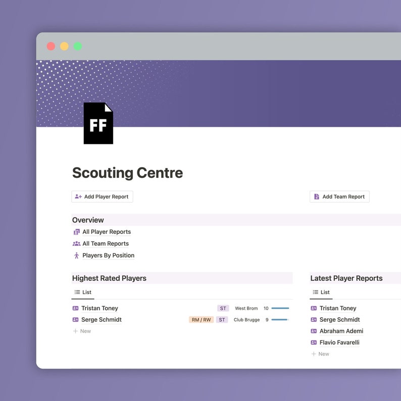 Scouting Database Notion Template - Player & Team Scout Reports - Etsy
