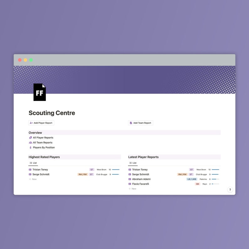 Scouting Database Notion Template - Player & Team Scout Reports - Etsy