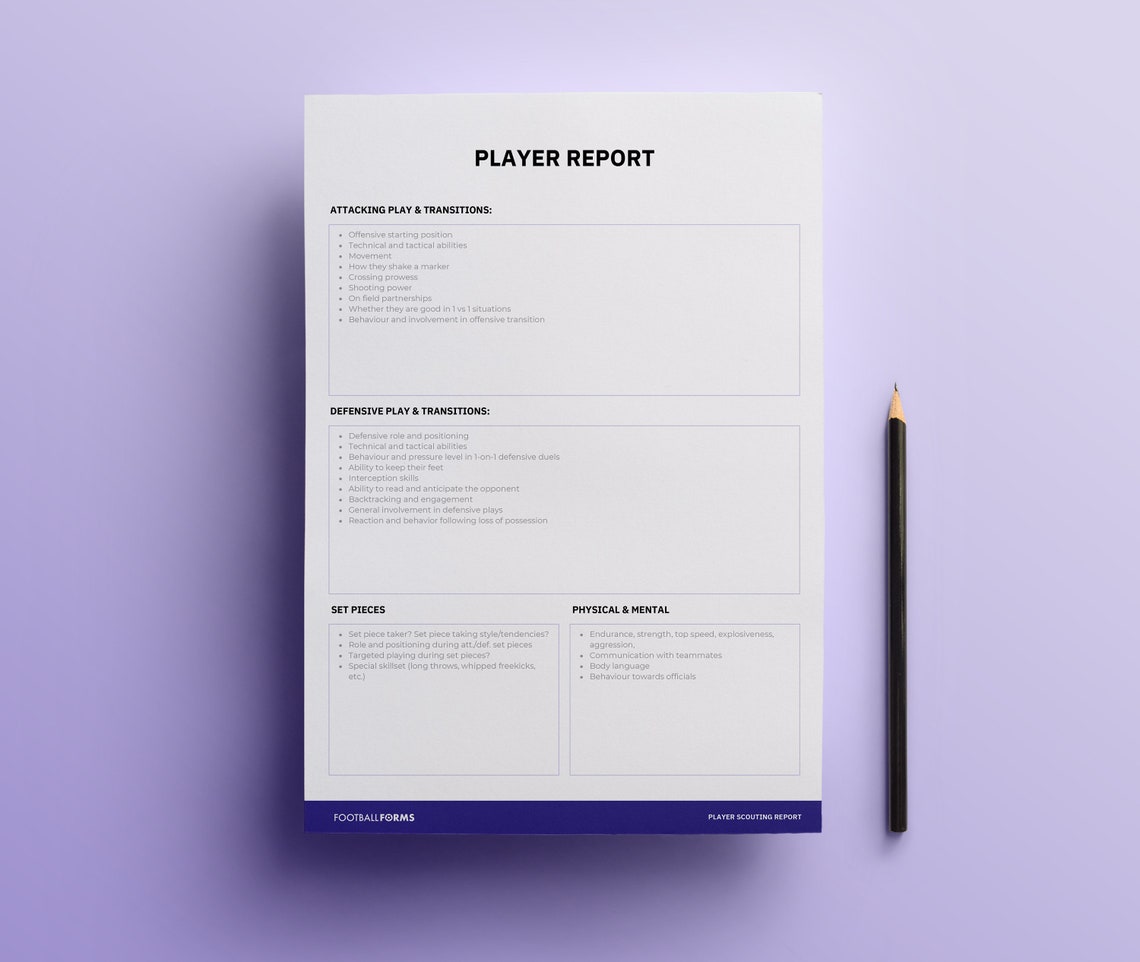 Individual Football Player Scouting Report Template - Advanced ...