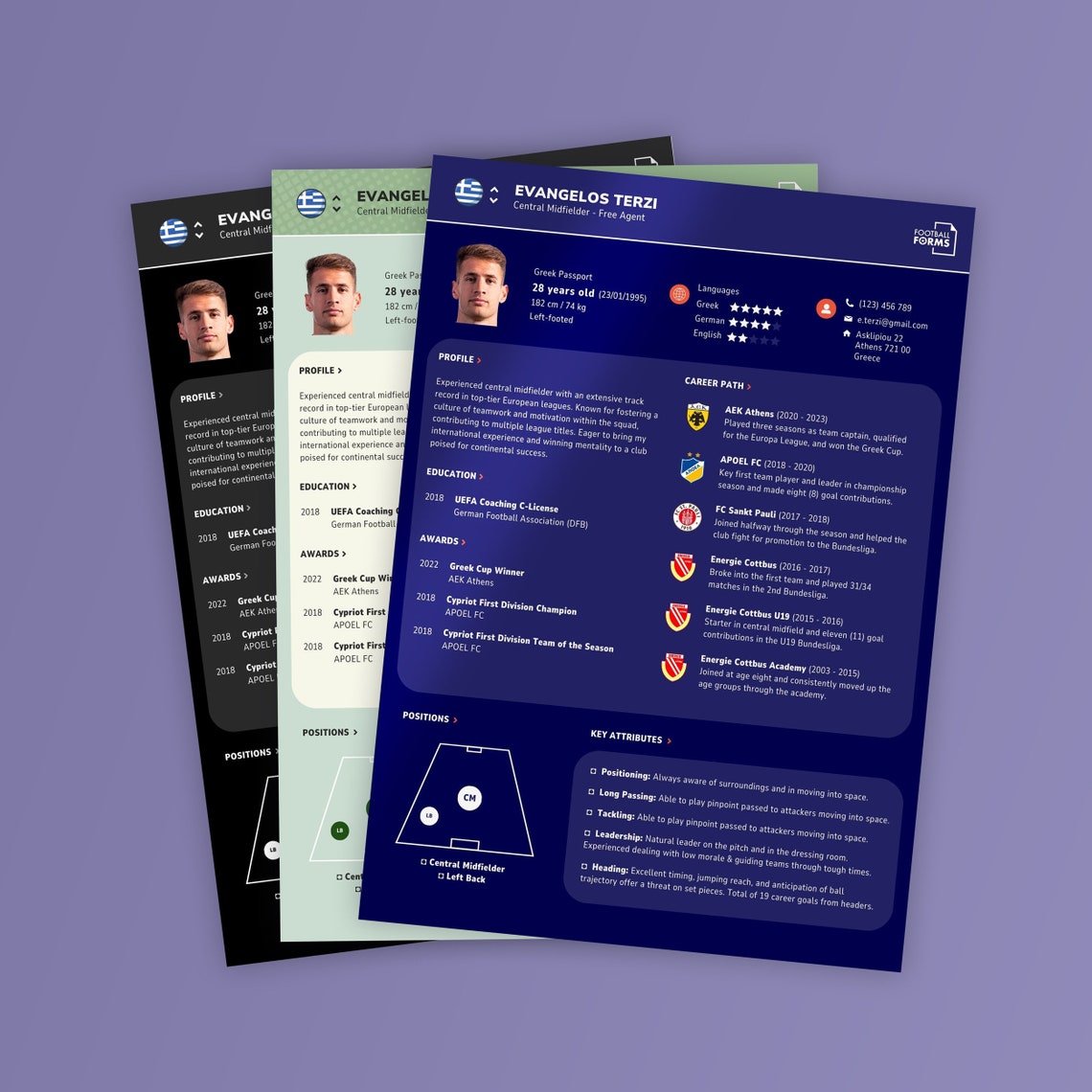 Football Player Resume Template - Pro CV Template for Athletes - Etsy