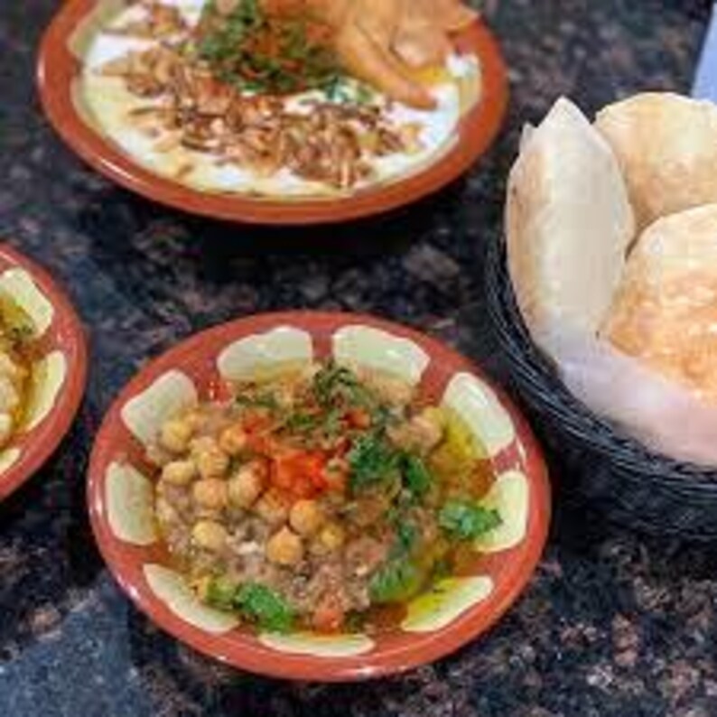 Traditional Lebanese Foul Fatteh and Houmous Plates || Melamine || 3 ...