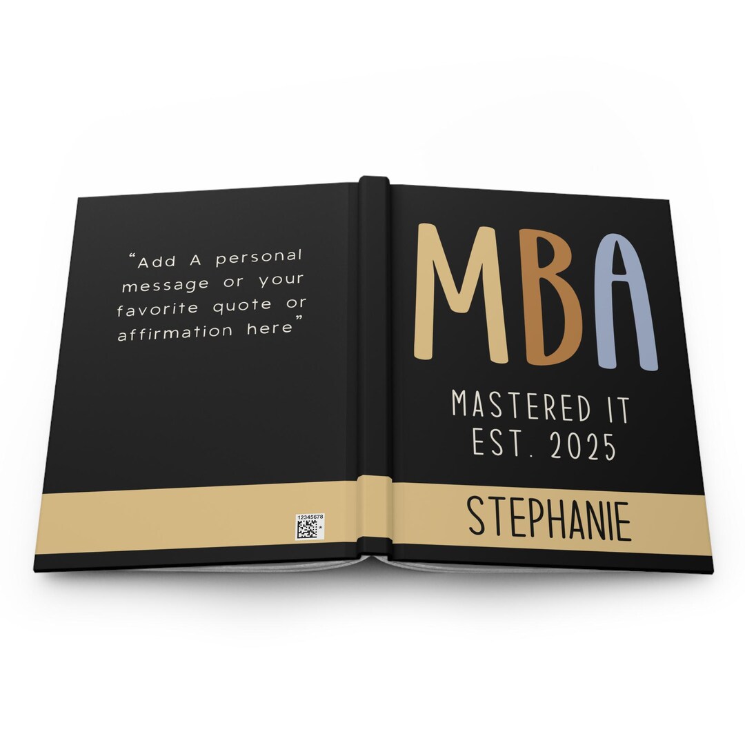 MBA Graduation Journal, Personalized Masters Degree Notebook, Mastered ...