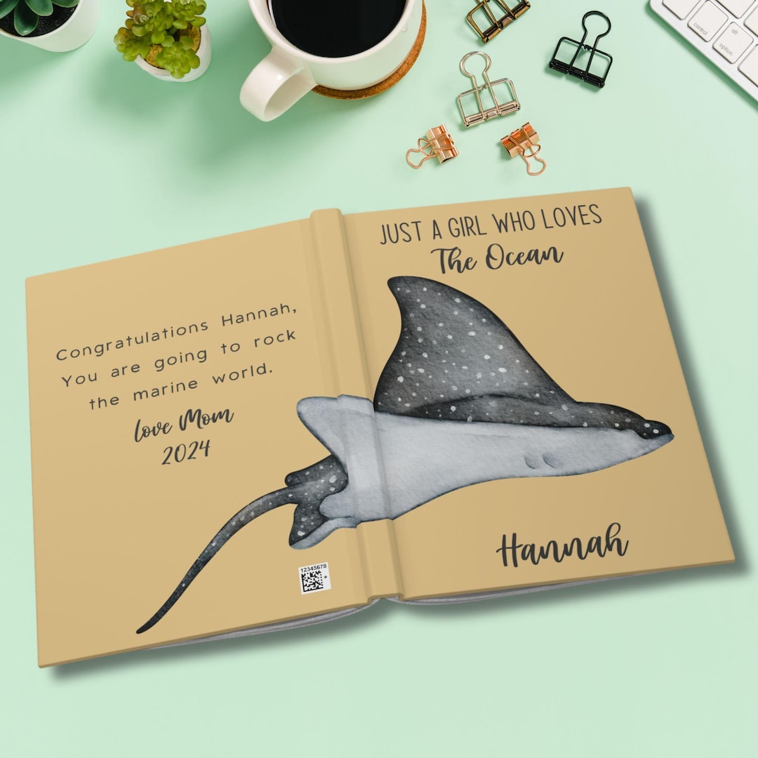 PERSONALIZED MARINE BIOLOGY Journal Notebook, Custom Manta Ray Lover ...
