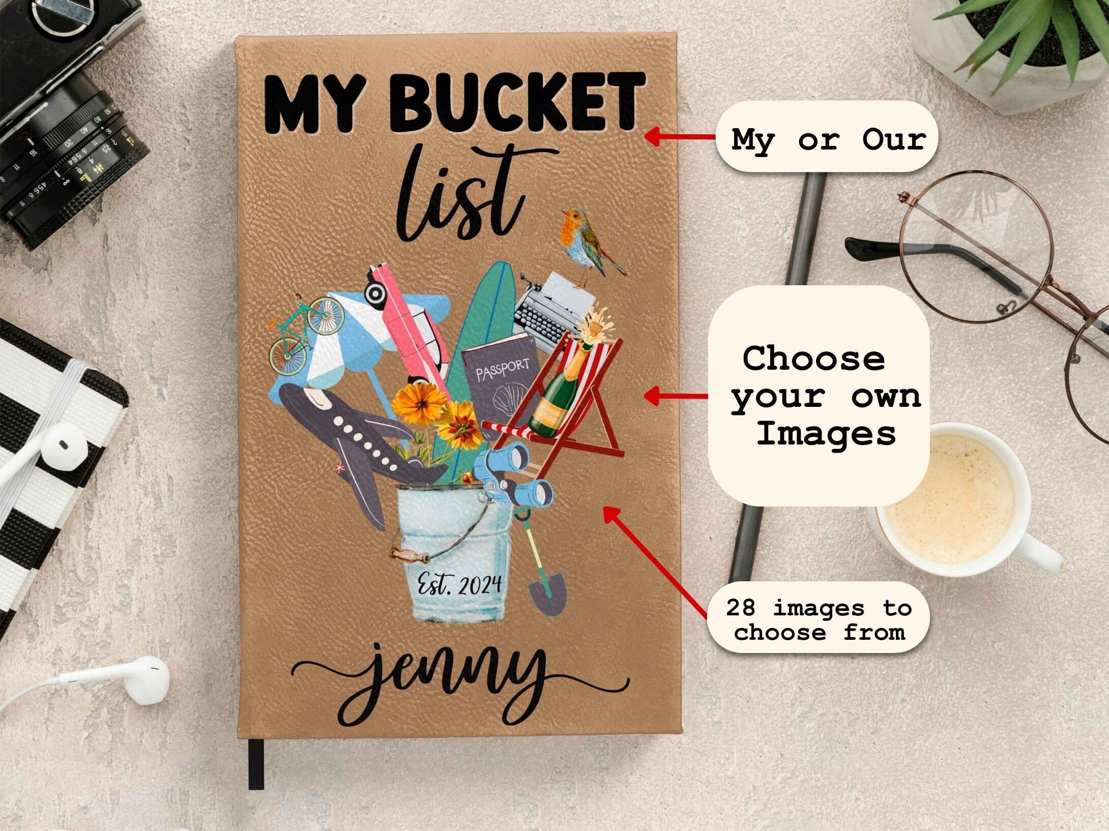 Personalized Bucket List Book Journal Notebook, Custom Bucket List ...