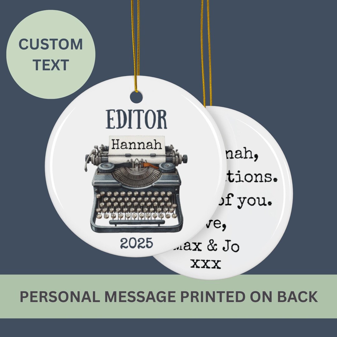 PERSONALIZED Editor Ornament, Custom Typewriter Ceramic Ornaments With ...