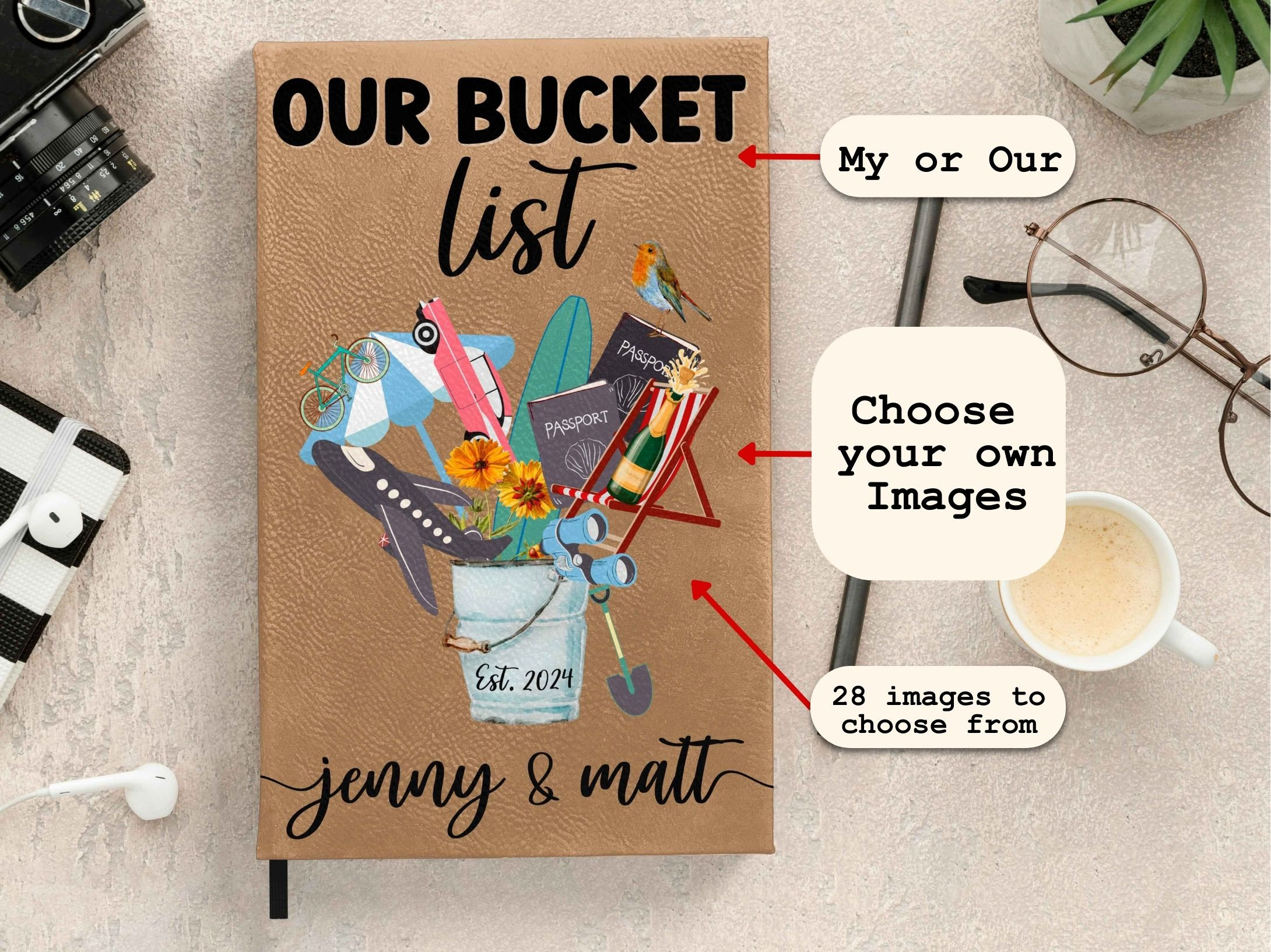 PERSONALIZED COUPLES BUCKET List Journal Notebook, Custom Bucket List ...