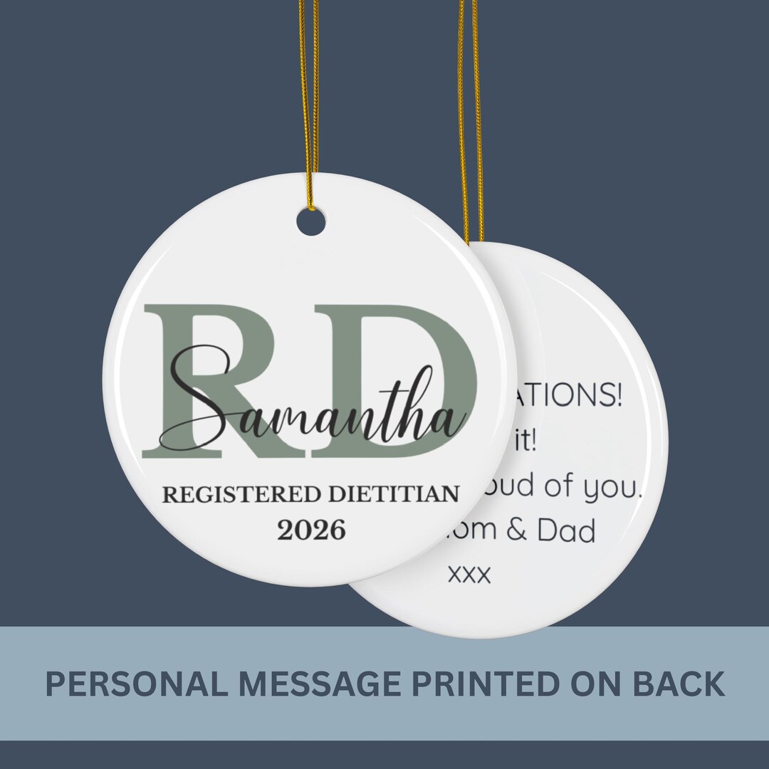 PERSONALIZED DIETITIAN Graduation Ornament Keepsake, RDN Degree ...