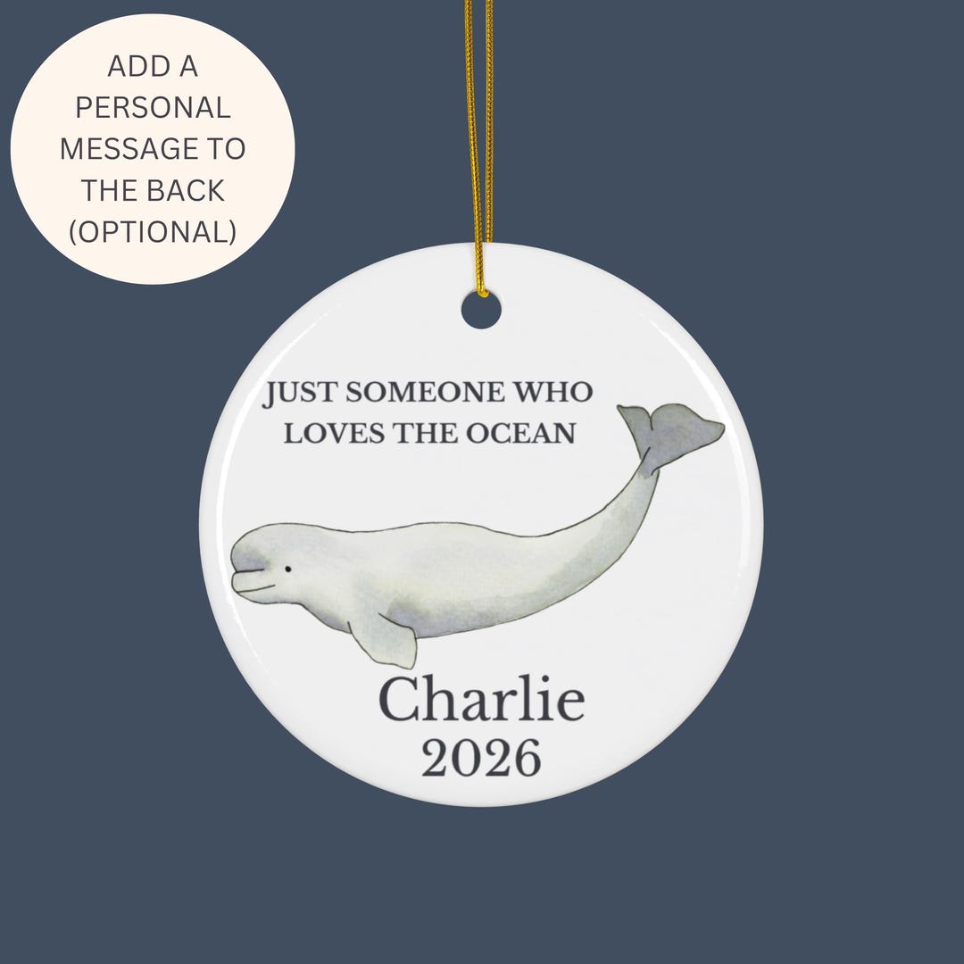 Personalized Beluga Whale Ornament | Watercolor Ceramic Ocean Lover ...