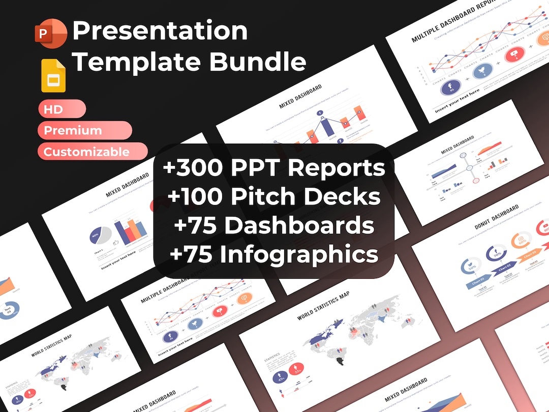A +500 PPT Template Bundle | Pitch Decks | PPT Reports | Infographics | Dashboards | Powerpoint ...