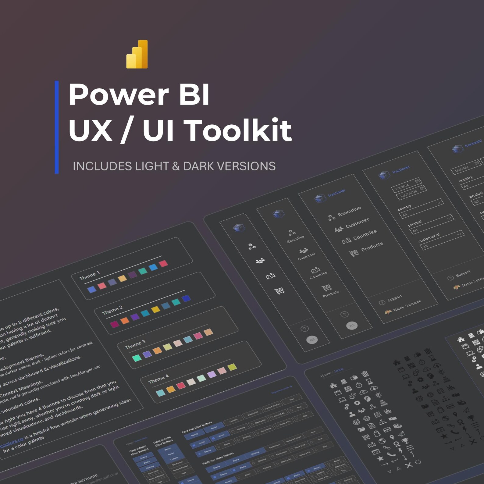 Power BI UX/UI Toolkit | Design Template - Etsy