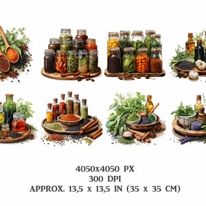 34 Spices and Herbs Watercolor Clipart, Kitchen Food PNG Digital Clip ...